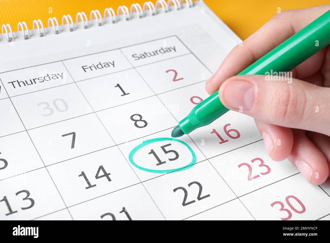 Hand pen mark calendar planning hi-res stock photography and images - Alamy