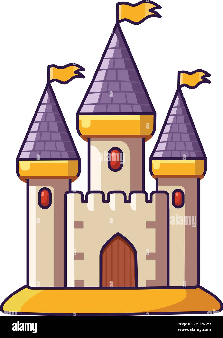 Cute castle icon with yellow flags Stock Vector Image & Art - Alamy