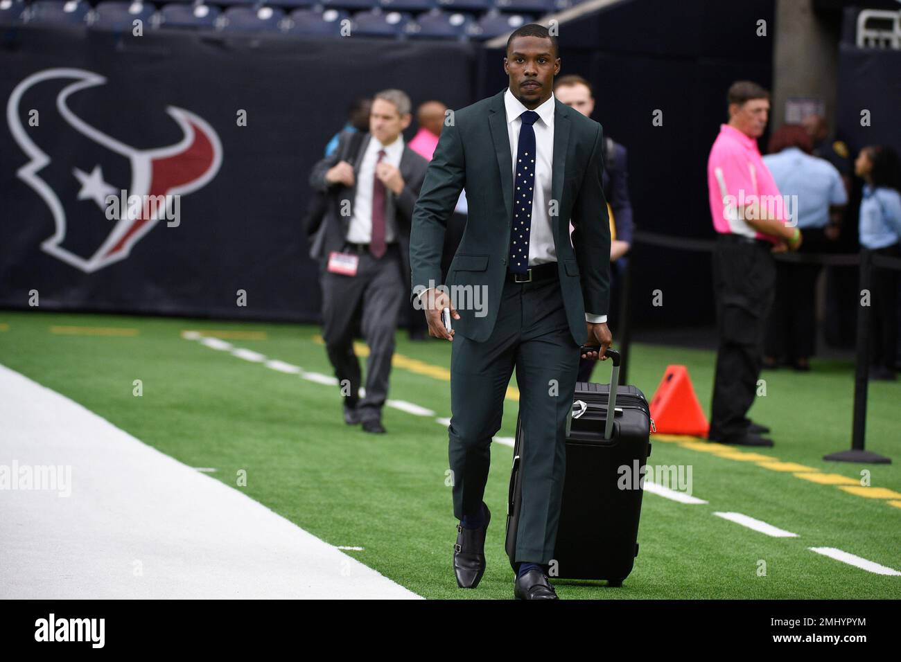 Atlanta Falcons tight end Austin Hooper arrives for an NFL football ...