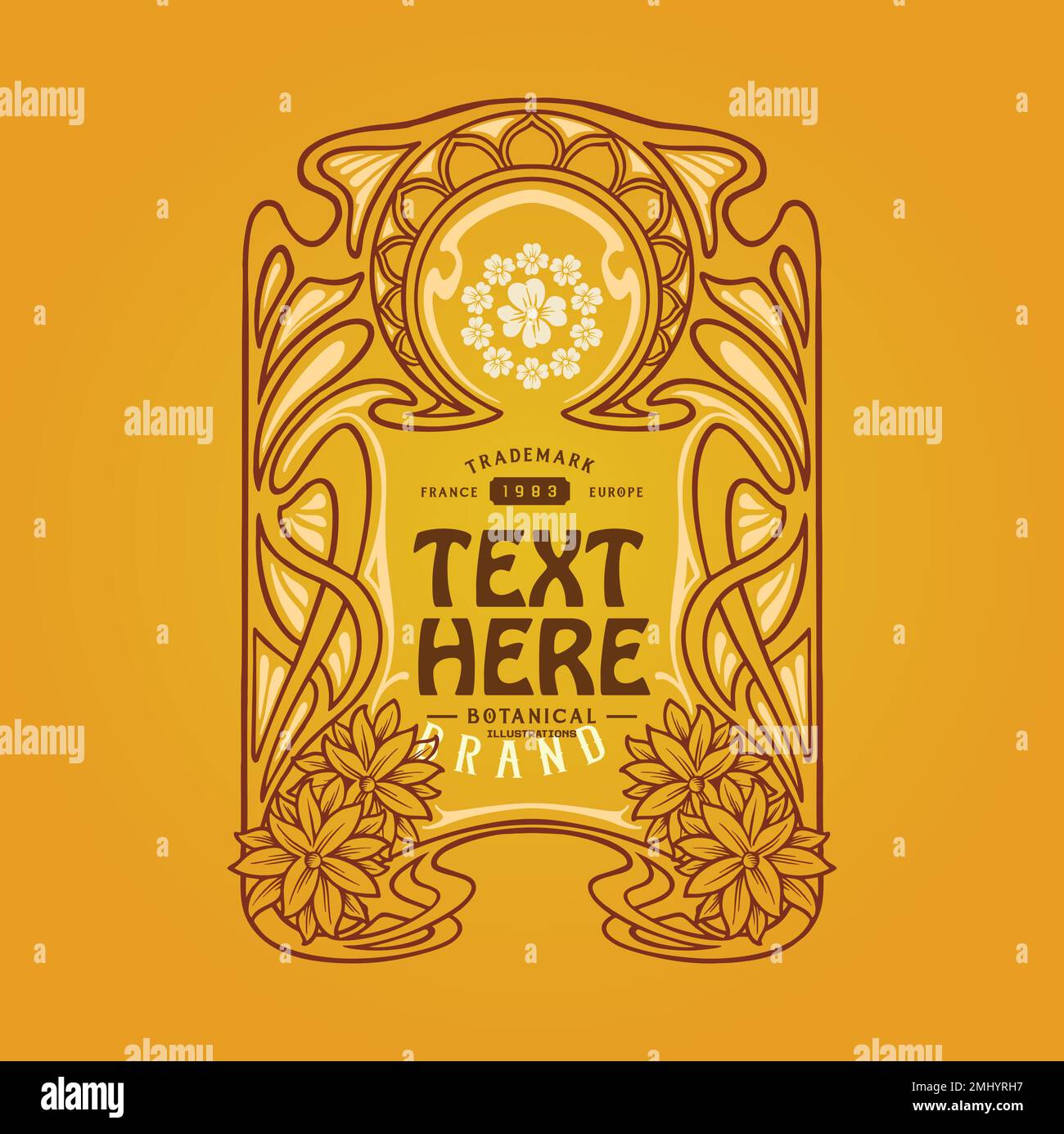 Luxury Art nouveau frame label classic swirl floral ornament vector ...