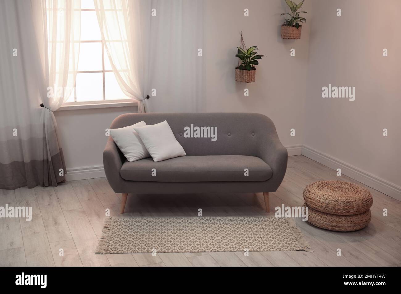 Modern comfortable sofa in stylish home interior Stock Photo - Alamy