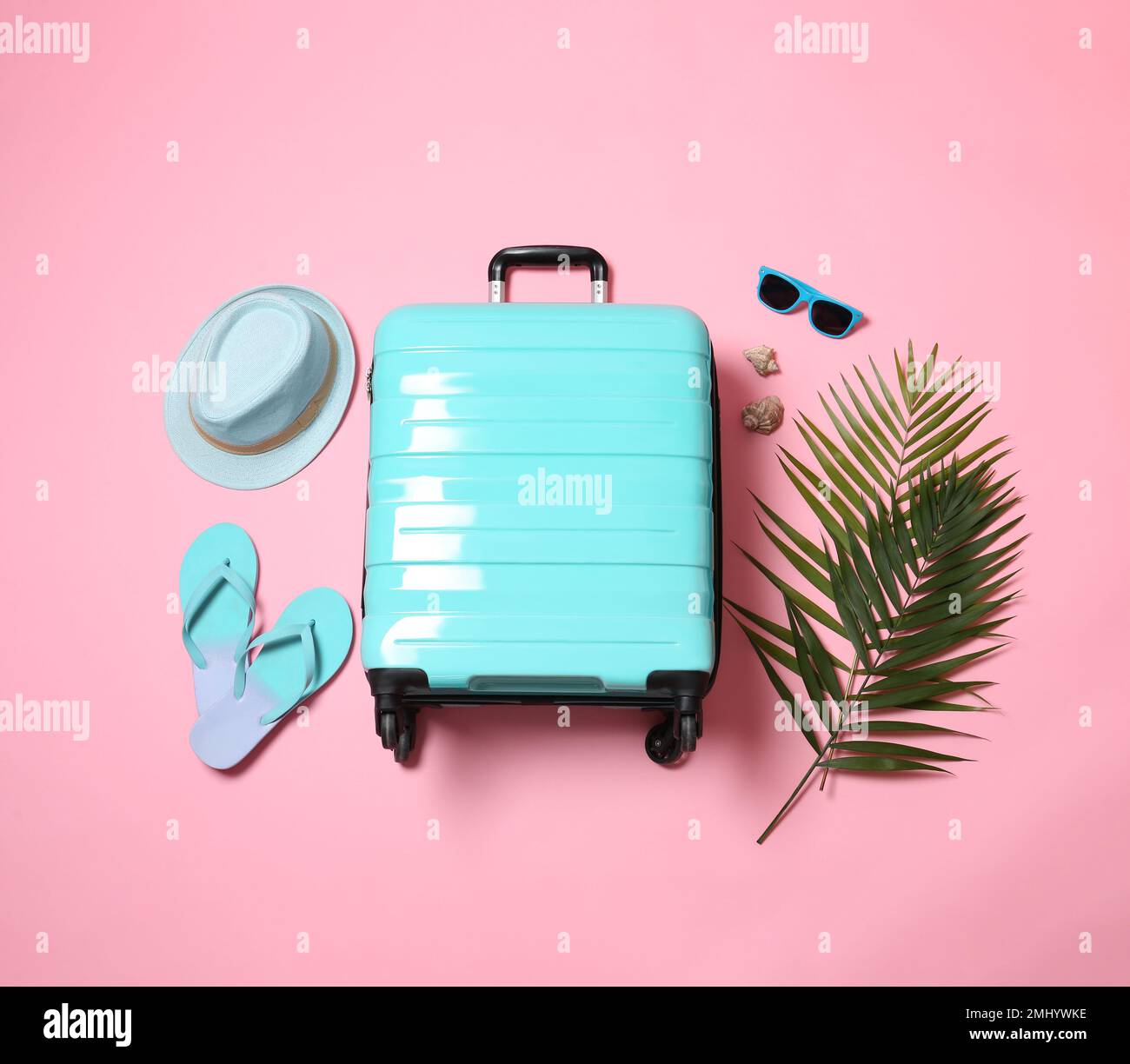 Flat lay composition suitcase hi-res stock photography and images - Alamy