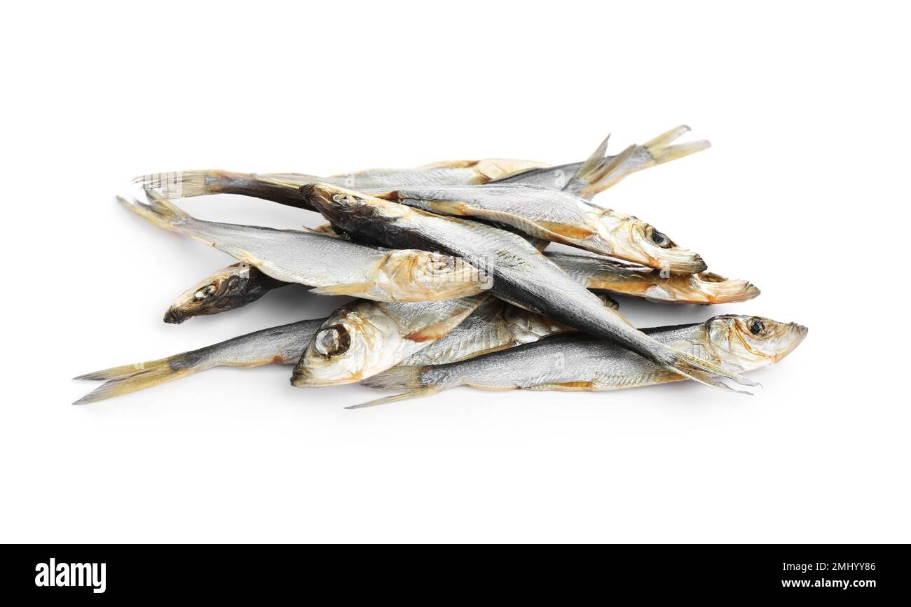 Tasty dried fish isolated on white. Seafood Stock Photo - Alamy