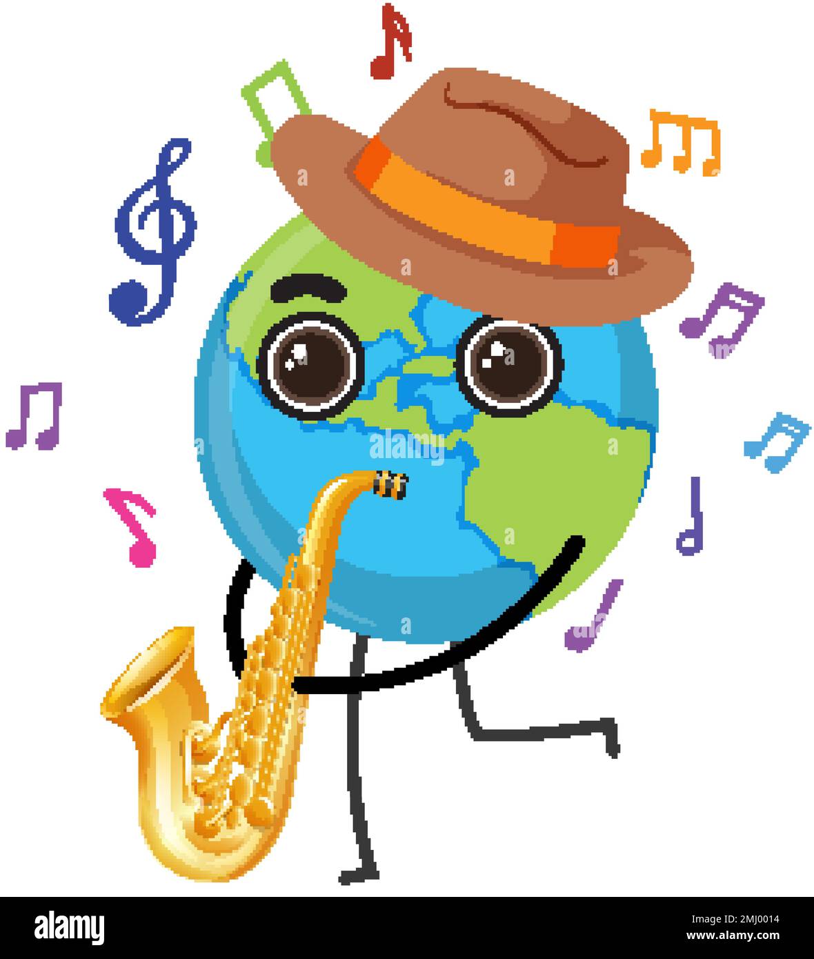 Earth globe playing saxophone illustration Stock Vector Image & Art - Alamy