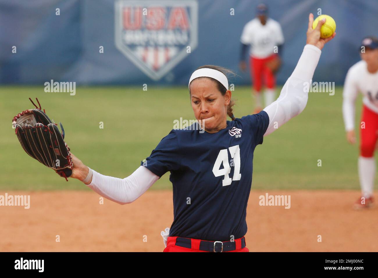 Former Olympian Cat Osterman pitches during a simulated game at the USA ...
