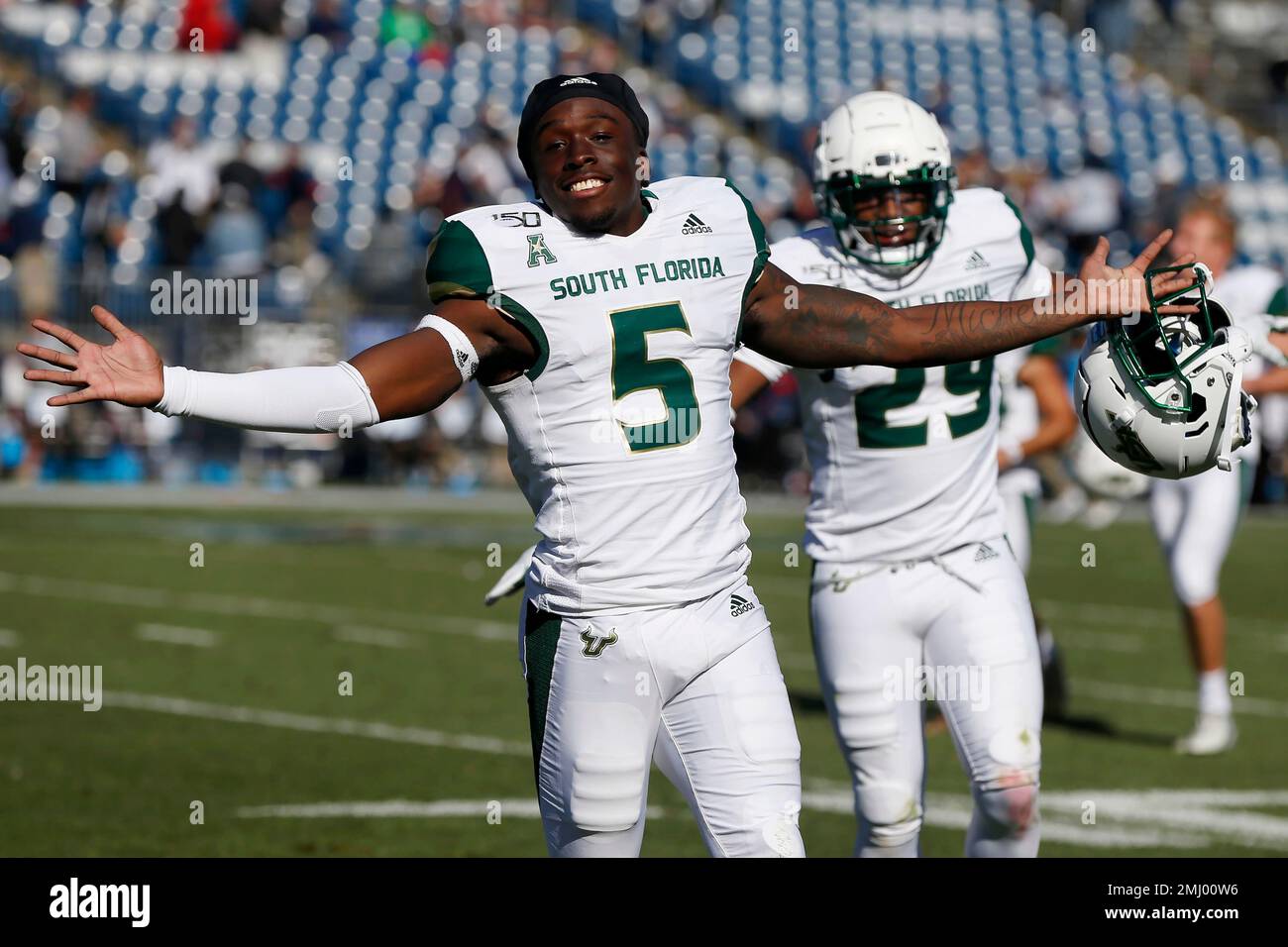 South Florida wide receiver Randall St. Felix (5) celebrates after ...