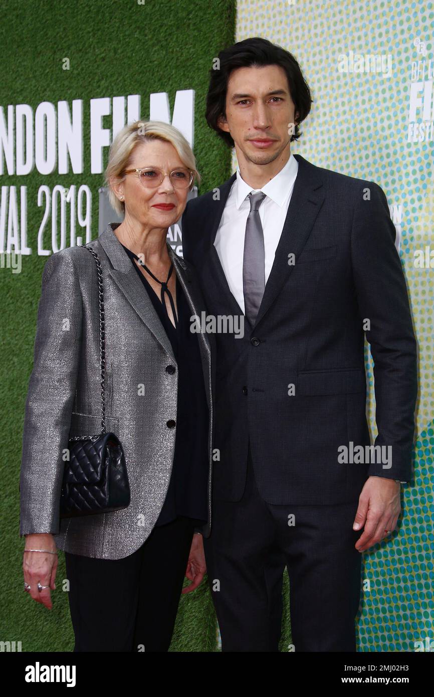 Actors Annette Bening, left, and Adam Driver pose for photographers ...