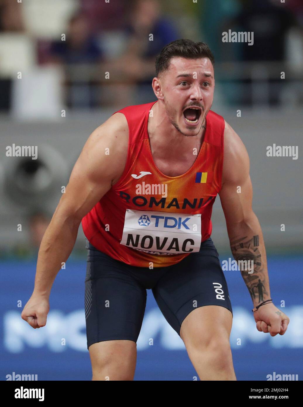 Alexandru Mihaita Novac, of Romania, reacts while competing in the men ... Alexandru Mihaita Novac, of Romania, reacts while competing in the men ...