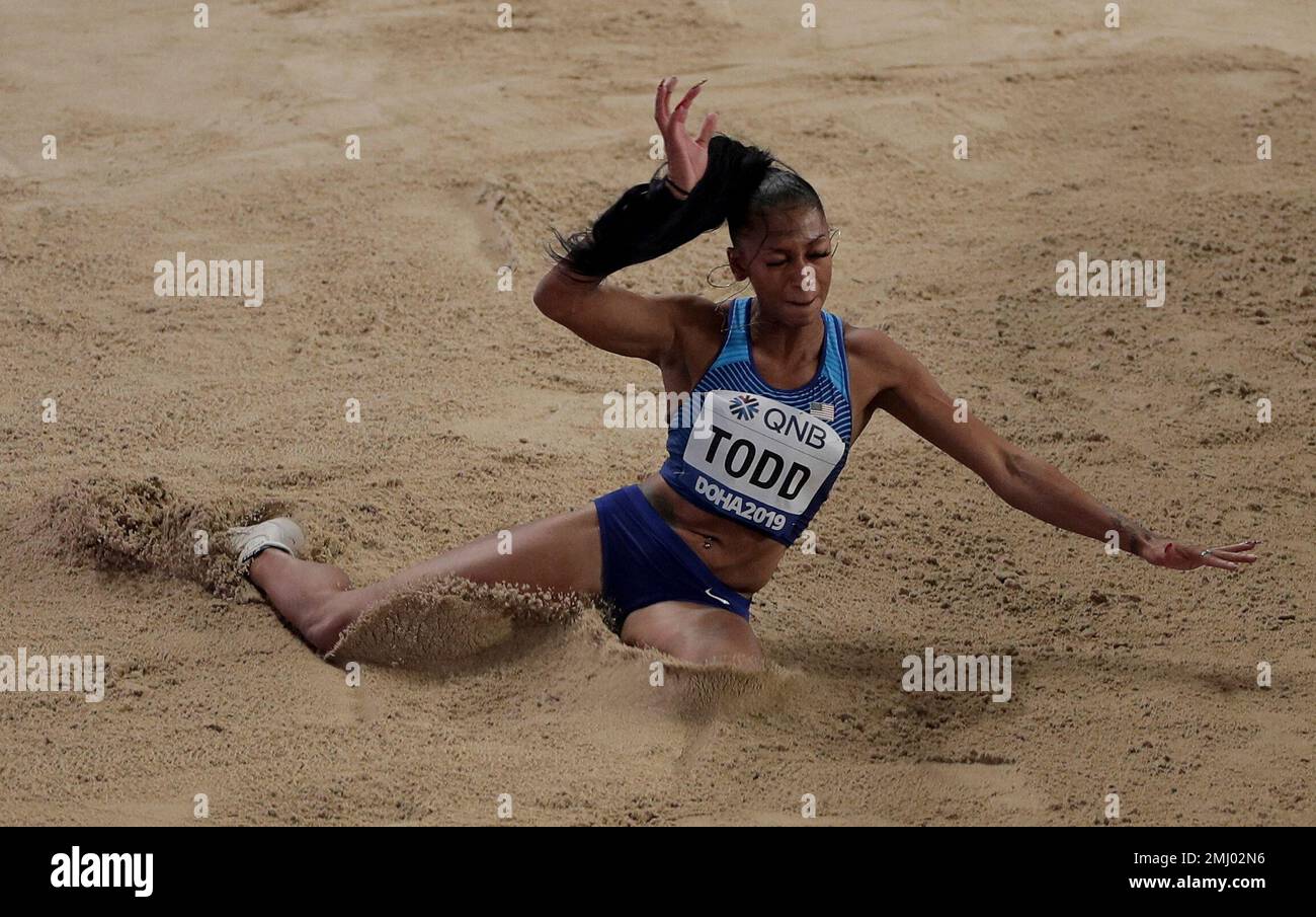 Jasmine Todd of the United States competes in the women's long jump ...