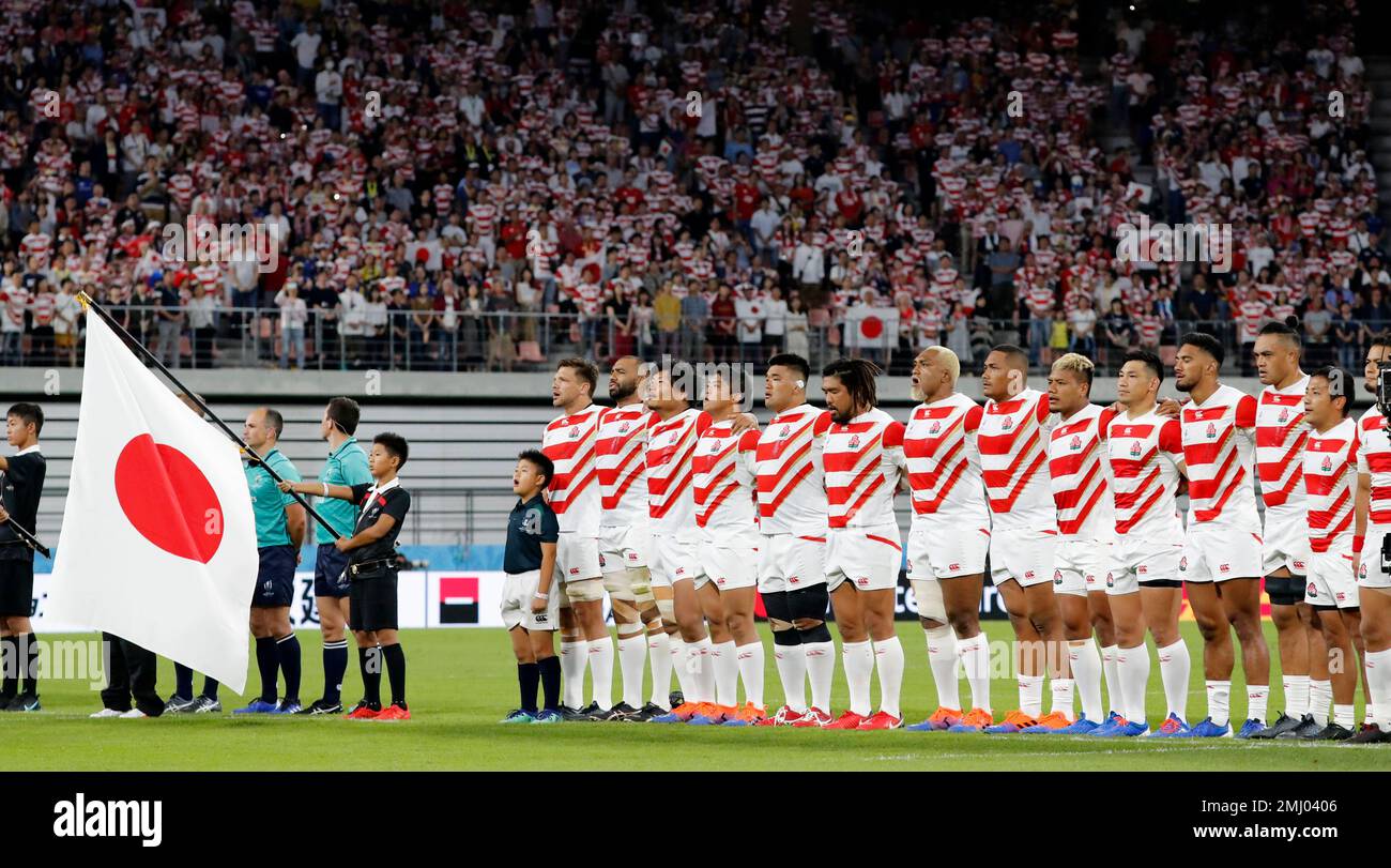 Japan line up ahead of their Rugby World Cup Pool A game at City of ...