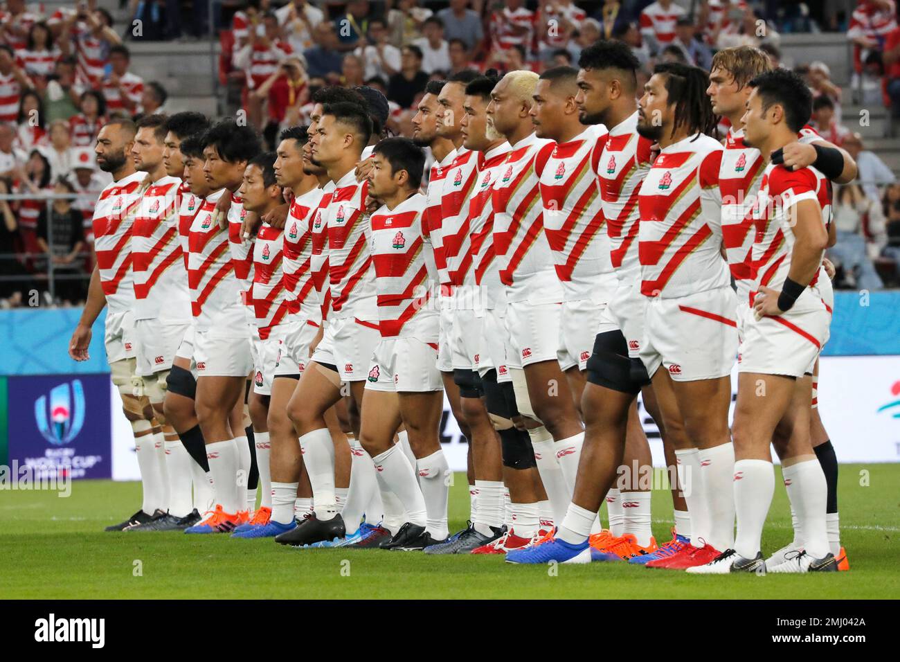 Japan line up ahead of their Rugby World Cup Pool A game at City of ...