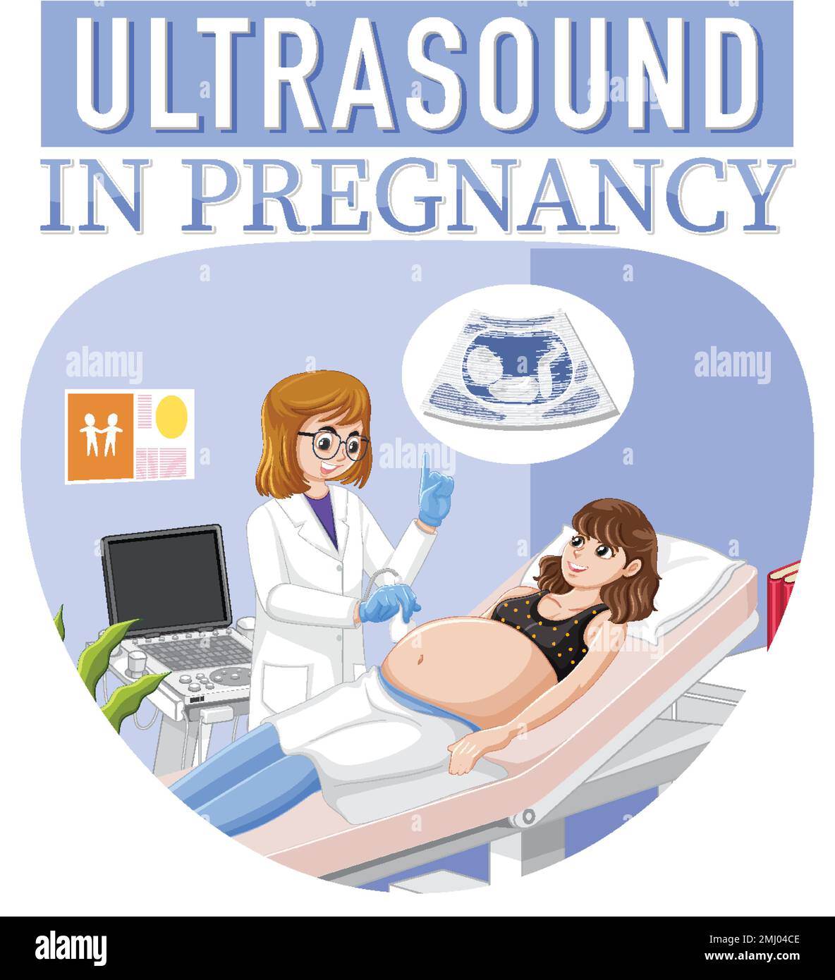 Ultrasound in pregnancy for banner or poster design illustration Stock ...