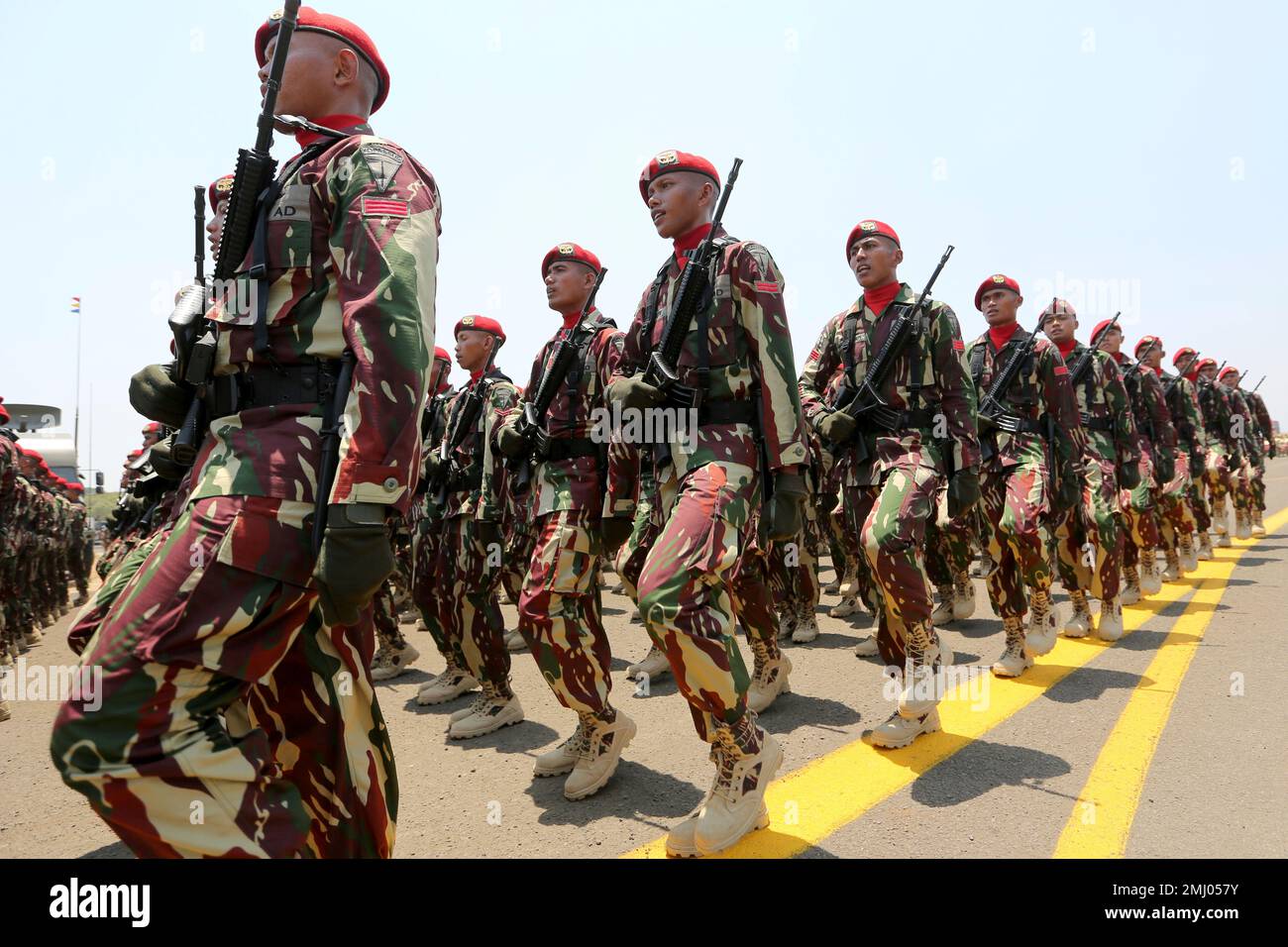 Indonesian Army Special Forces Commandos march in a show of force ...