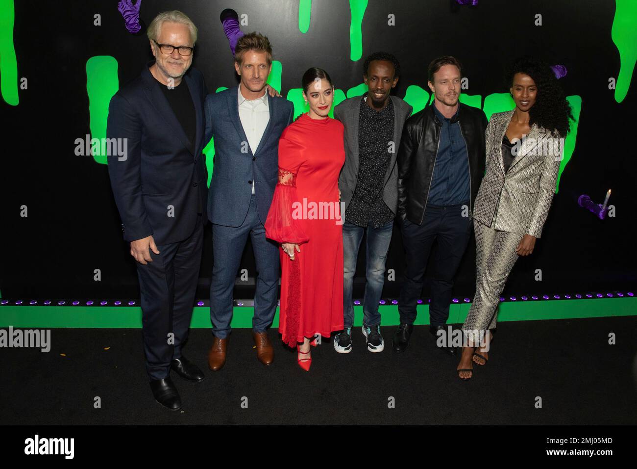 Actors Tim Robbins, from left, Paul Sparks, Lizzy Caplan, Barkhad Abdi ...
