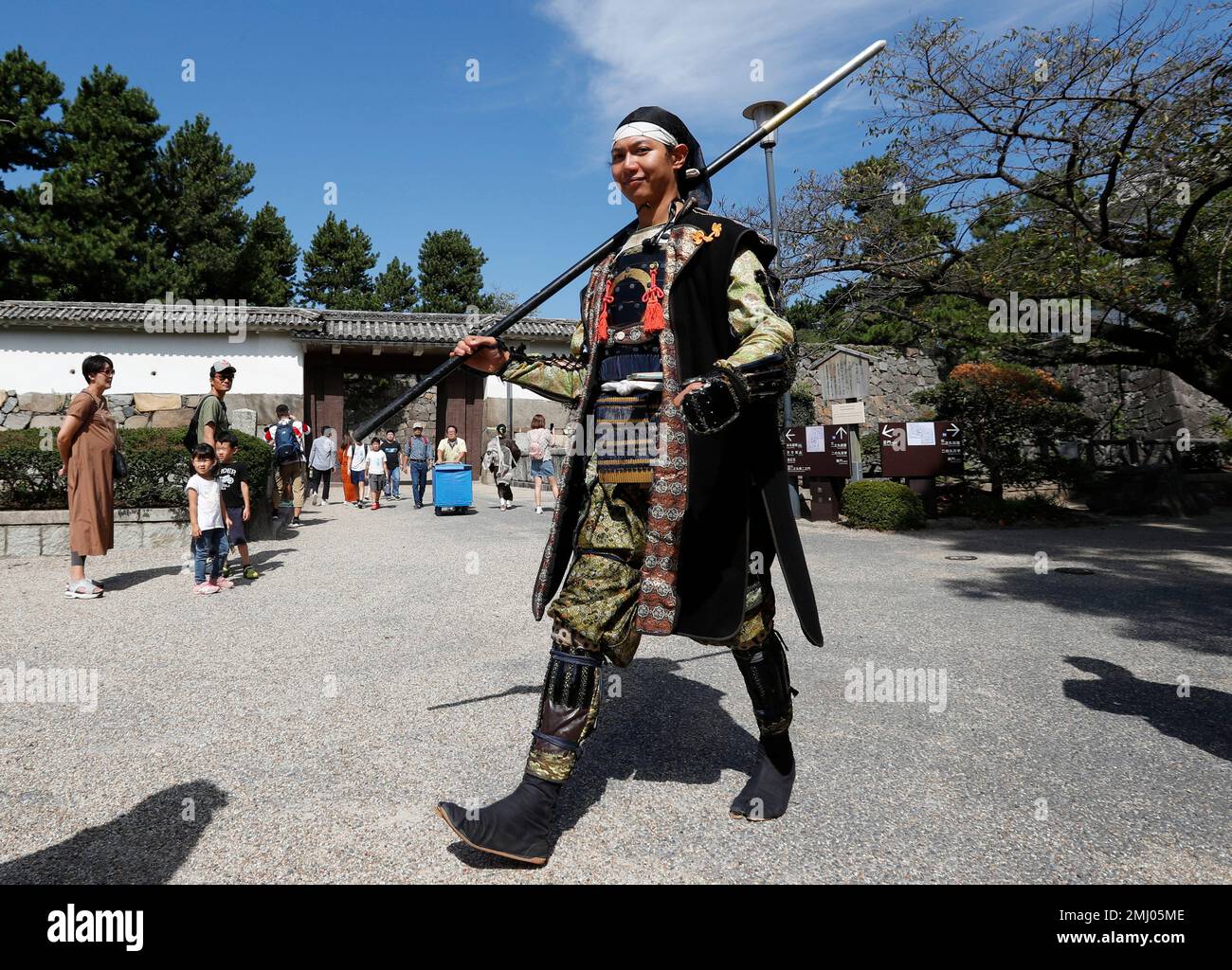 An actor makes samurai procession ahead of their show in Nagoya Castle ...