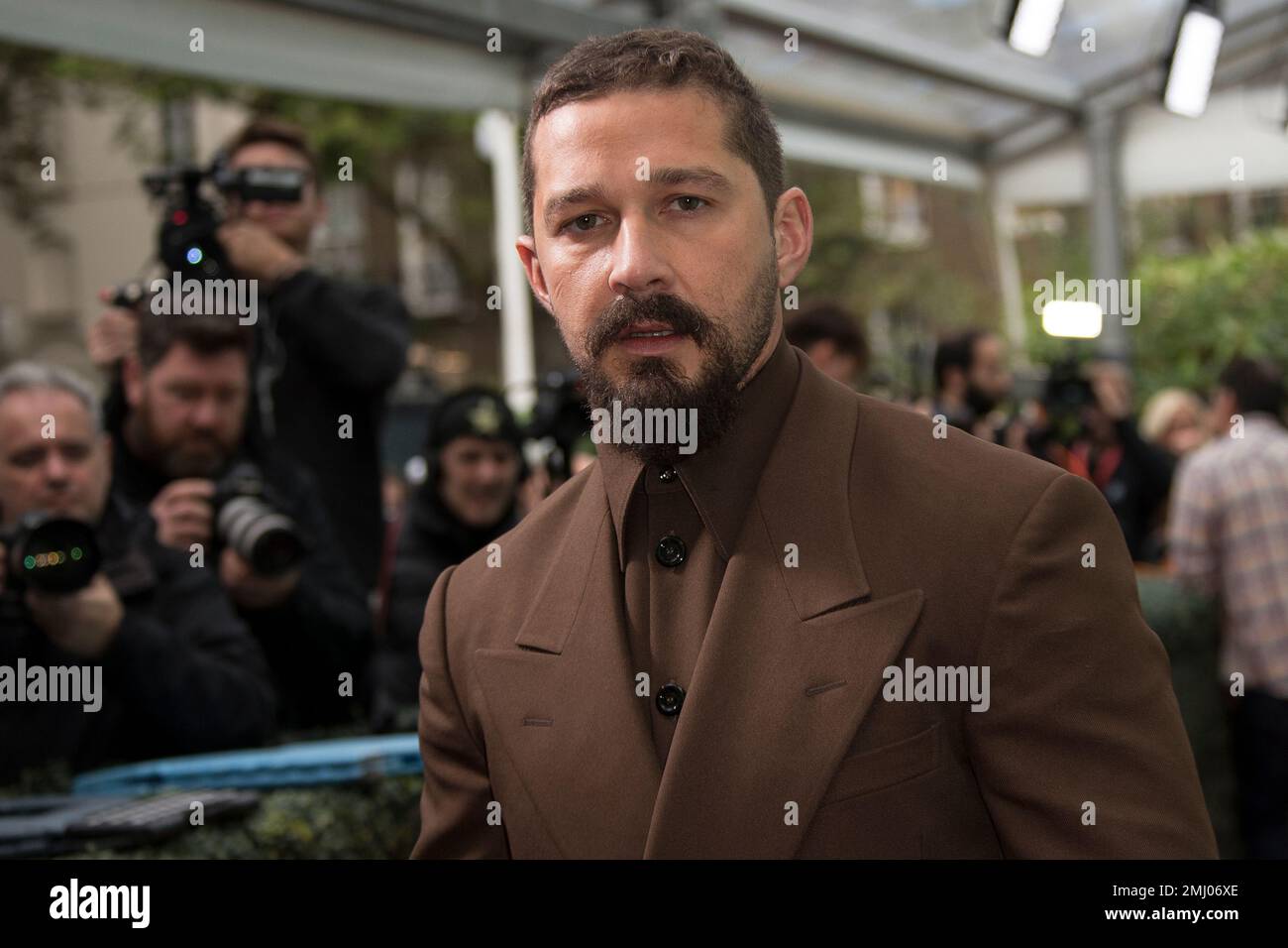 Actor Shia LaBeouf poses for photographers upon arrival at the premiere ...