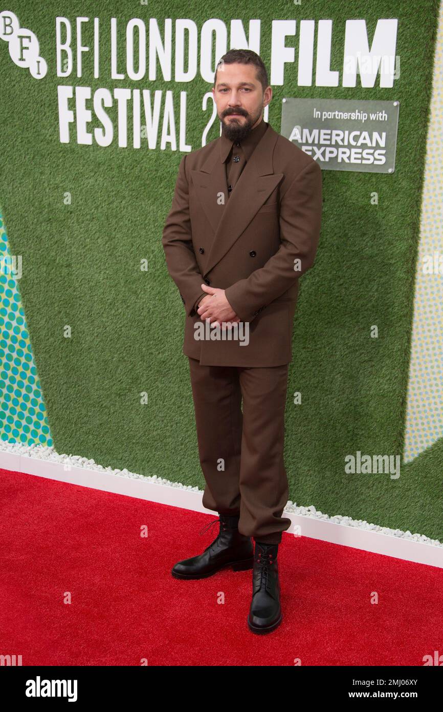 Actor Shia LaBeouf poses for photographers upon arrival at the premiere ...