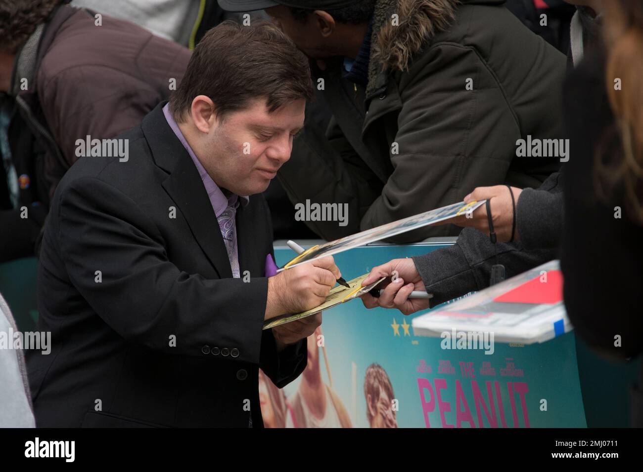 Zack Gottsagen greets fans upon arrival at the premiere of the 'The ...