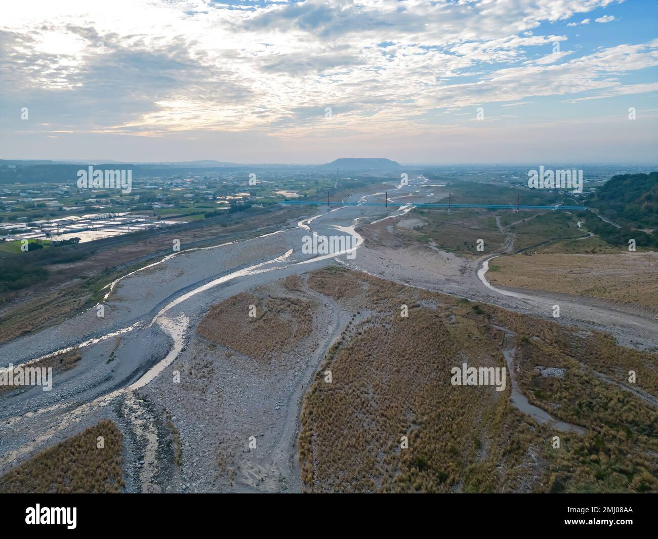 Aerial view of the river landscape near Huoyan Shan at Taiwan Stock ...