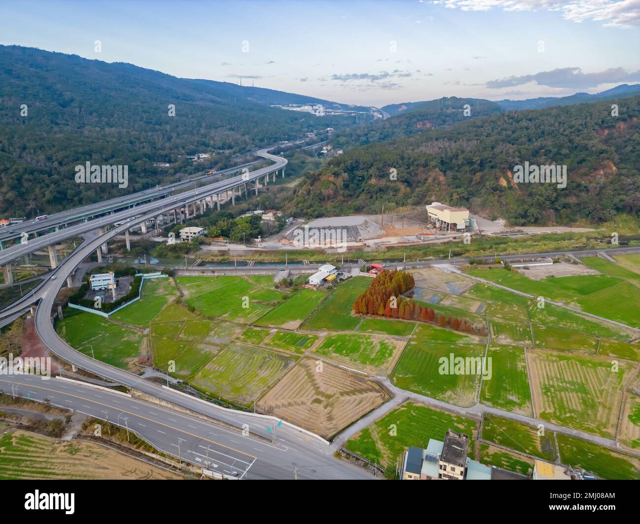 Aerial view of the farm landscape near Huoyan Shan at Taiwan Stock ...