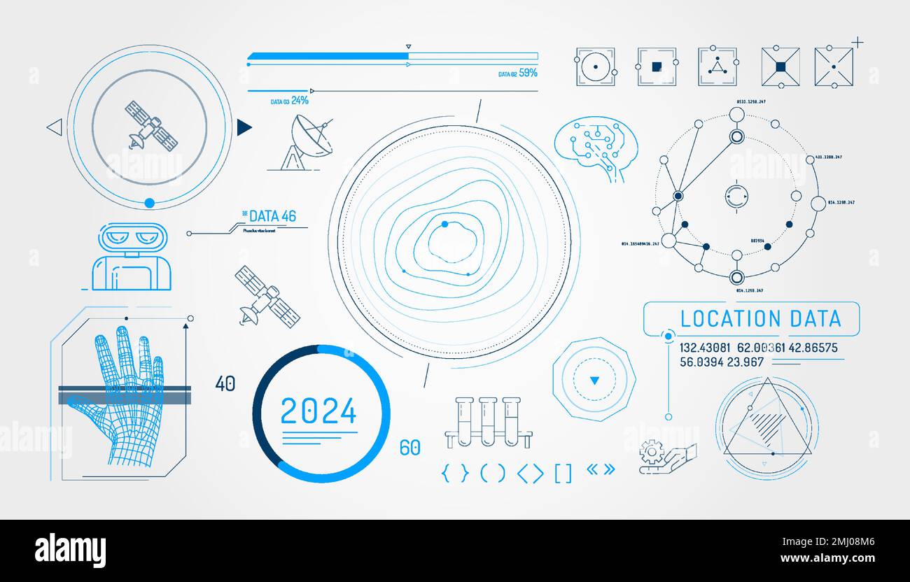 Set of infographic elements about satellite internet and AI Stock ...
