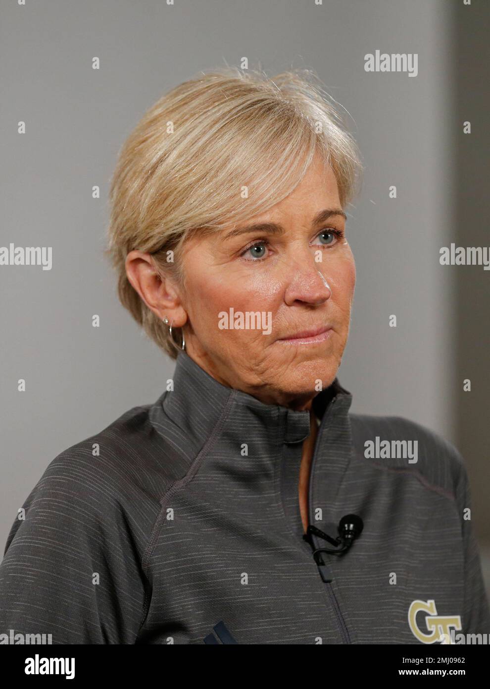 Georgia Tech coach Nell Fortner listens to a question during the ...