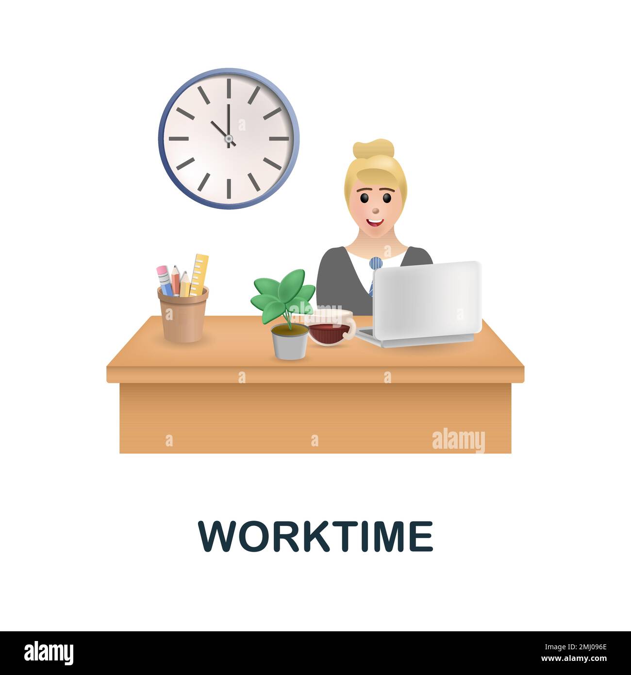 Worktime icon. 3d illustration from work place collection. Creative ...