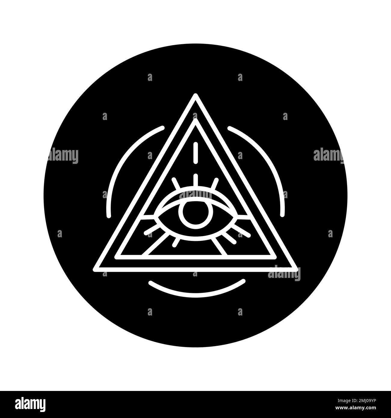 All Seeing Eye Illuminati Color Line Icon Isolated Vector Element Outline Pictogram For Web