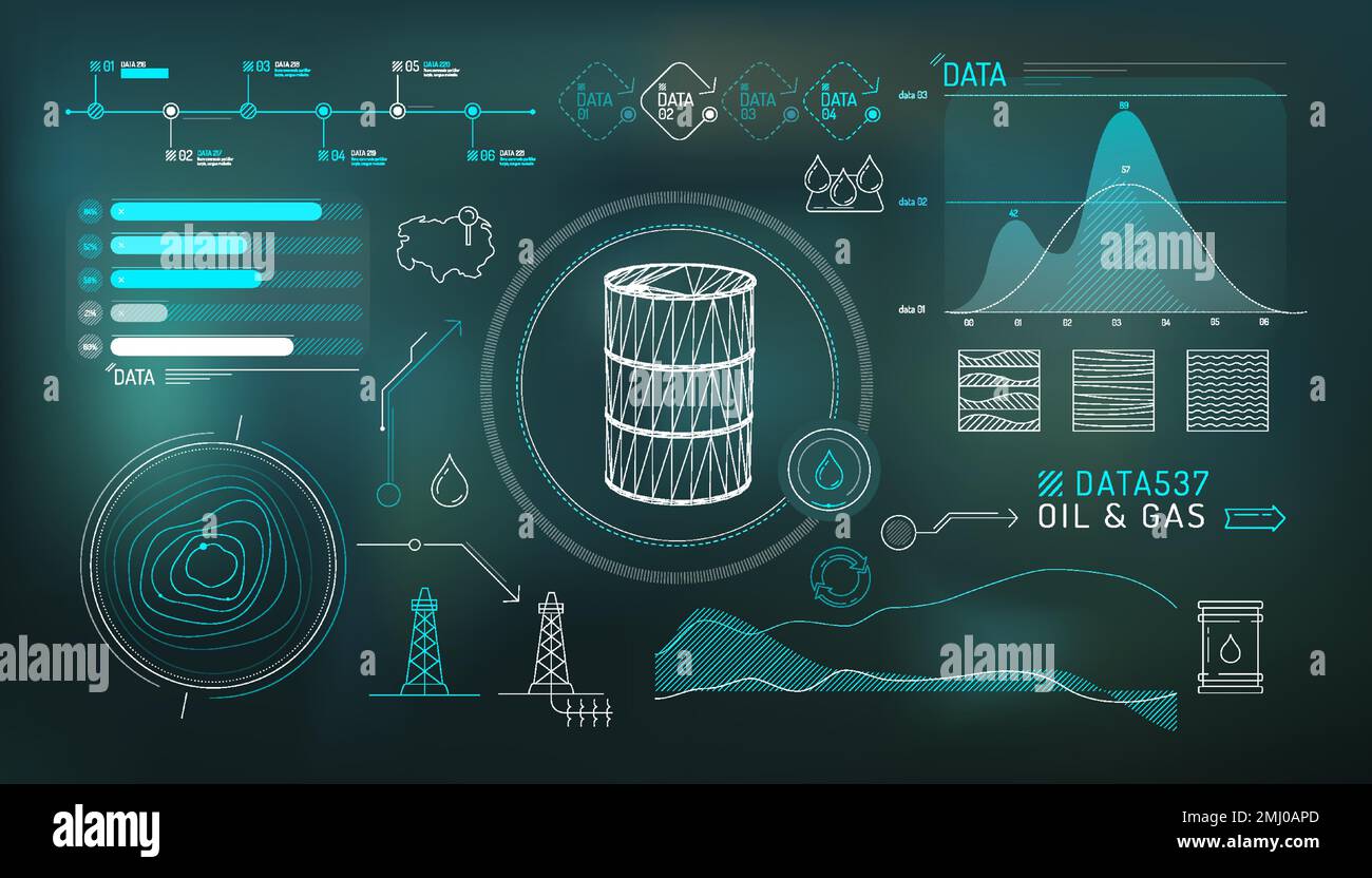 Set of infographic elements about oil exploration and production Stock ...