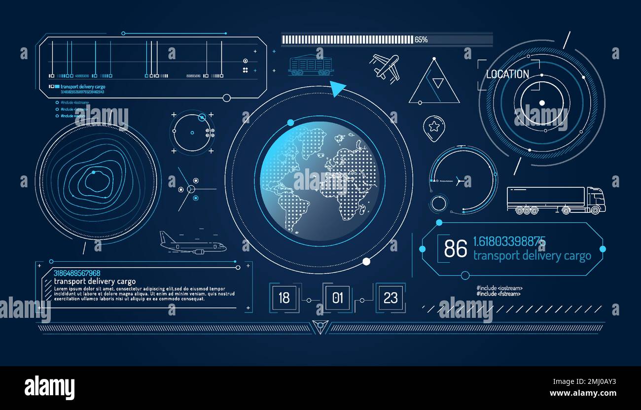 Set of infographic elements about geolocation and transportation ...