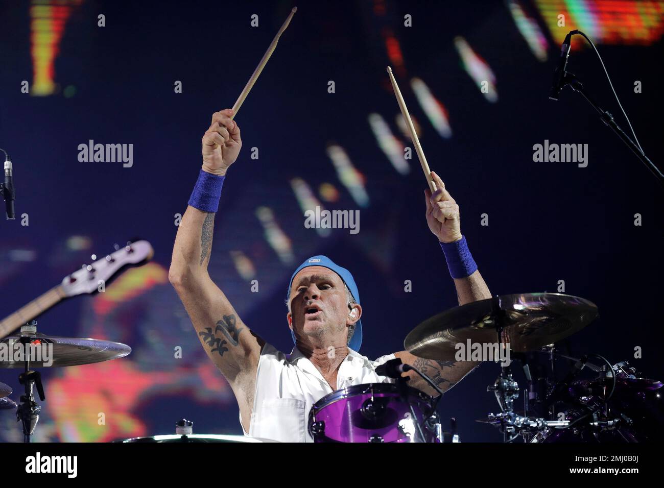 Chad Smith, drummer of the band Red Hot Chili Peppers, performs during ...