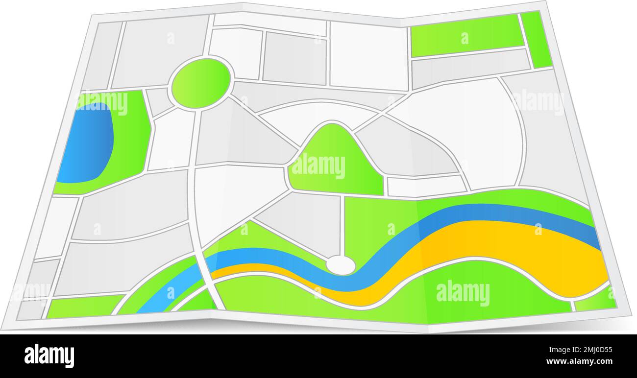 Abstract map on a folded paper, vector eps10 illustration Stock Vector ...