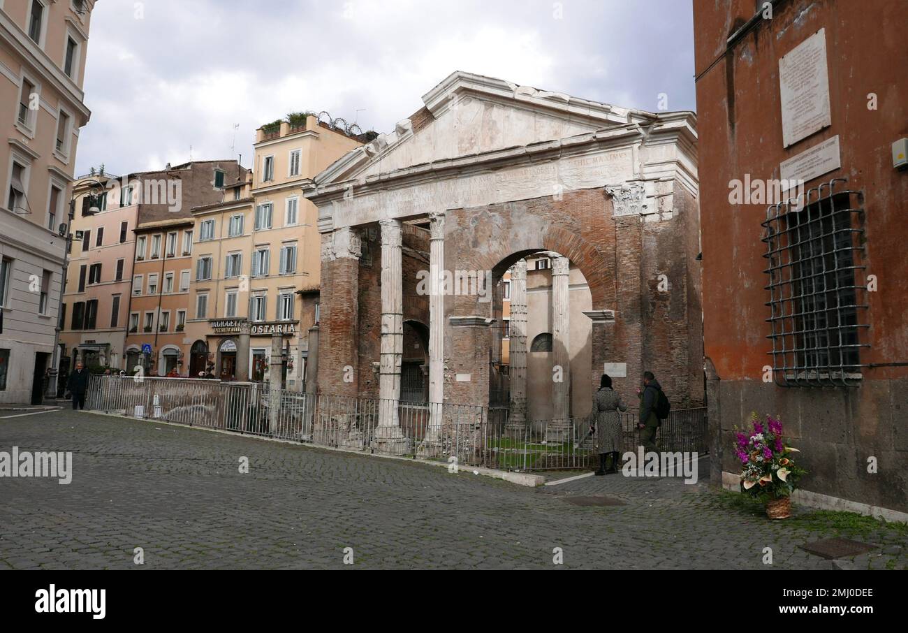 Rome, Italy. 27th Jan, 2023. Flowers seen under a memorial stone in the ...