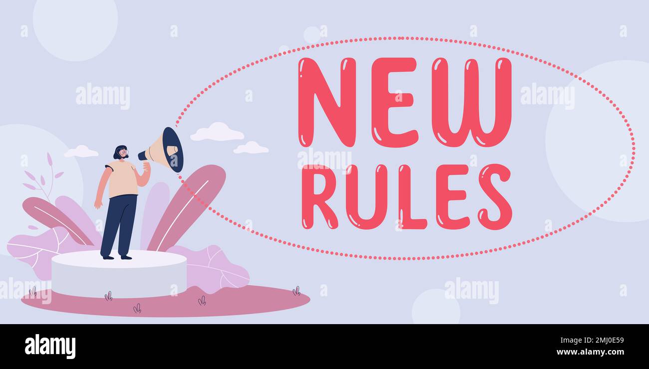 Sign displaying New Rules. Business idea A state of changing an ...