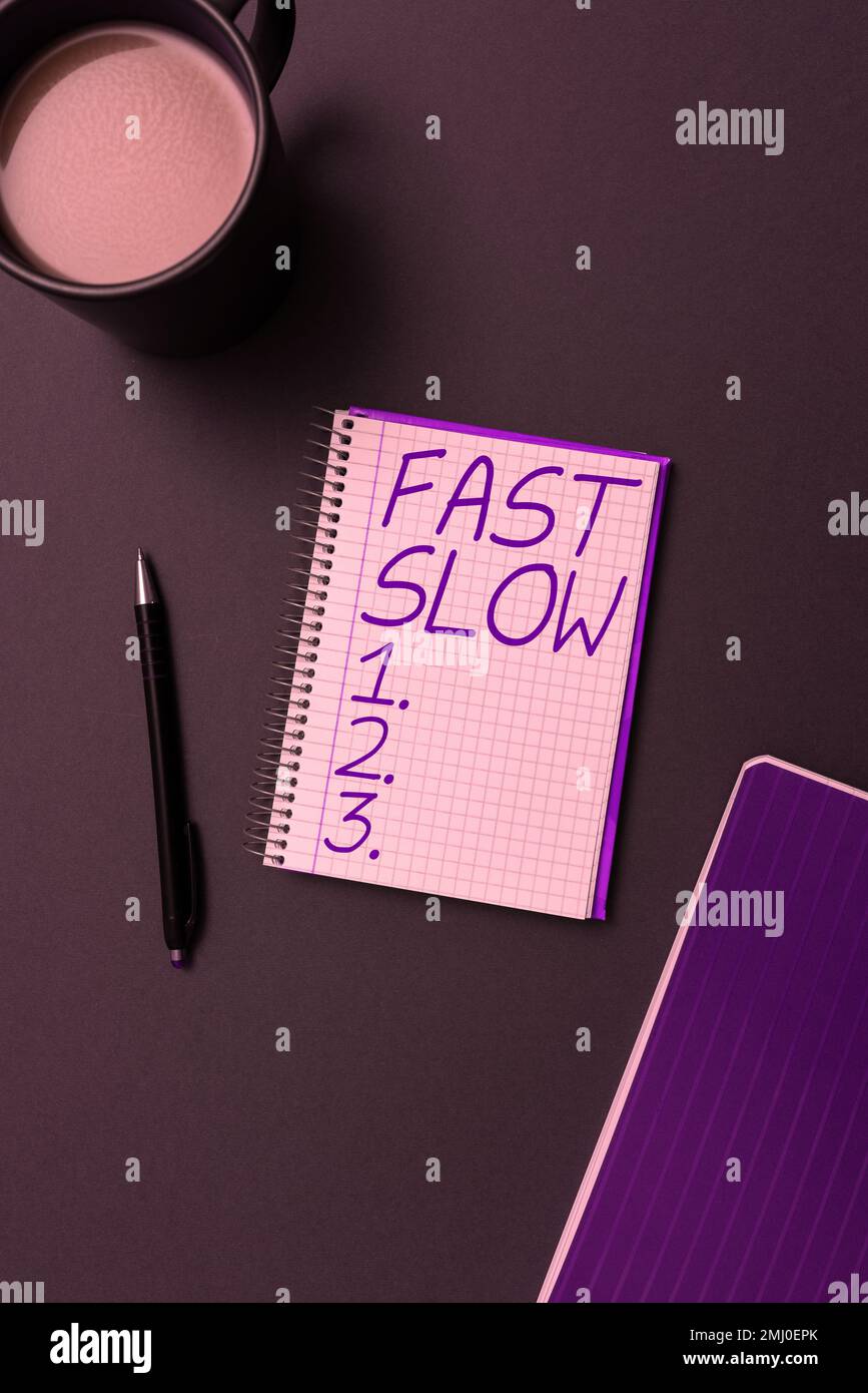 Sign displaying Fast Slow. Business approach moving or proceeding with ...