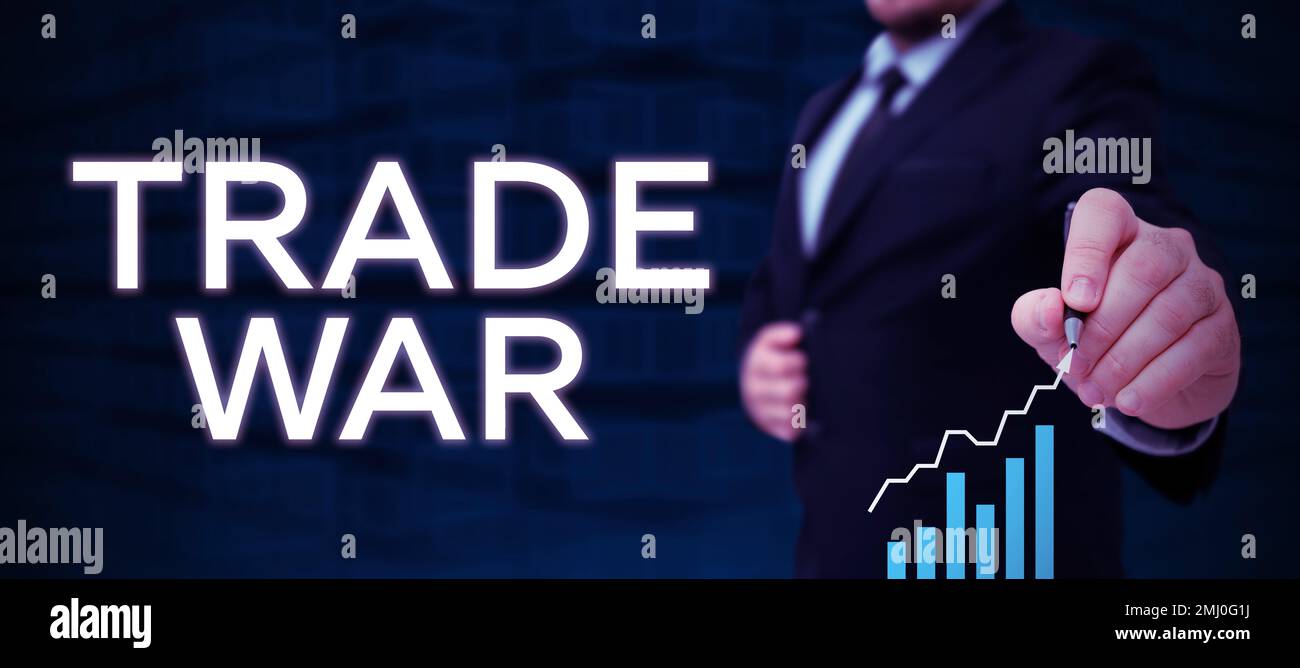 Conceptual caption Trade War. Business approach a situation in which ...