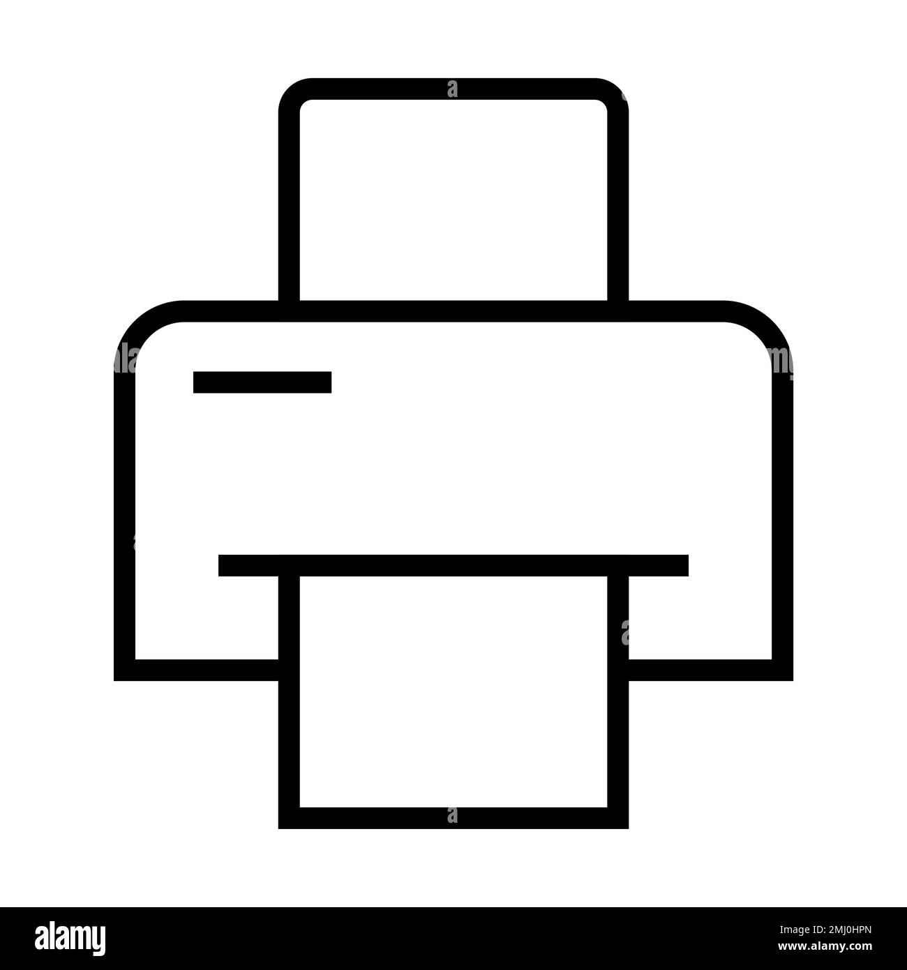 Printer icon line isolated on white background. Black flat thin icon on ...