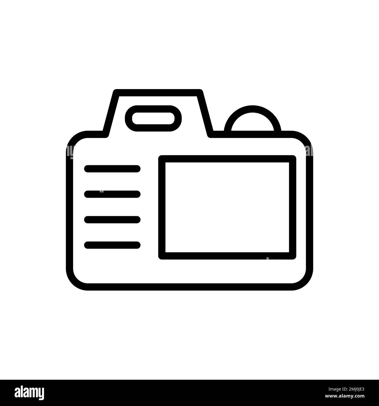 Camera back icon line isolated on white background. Black flat thin ...