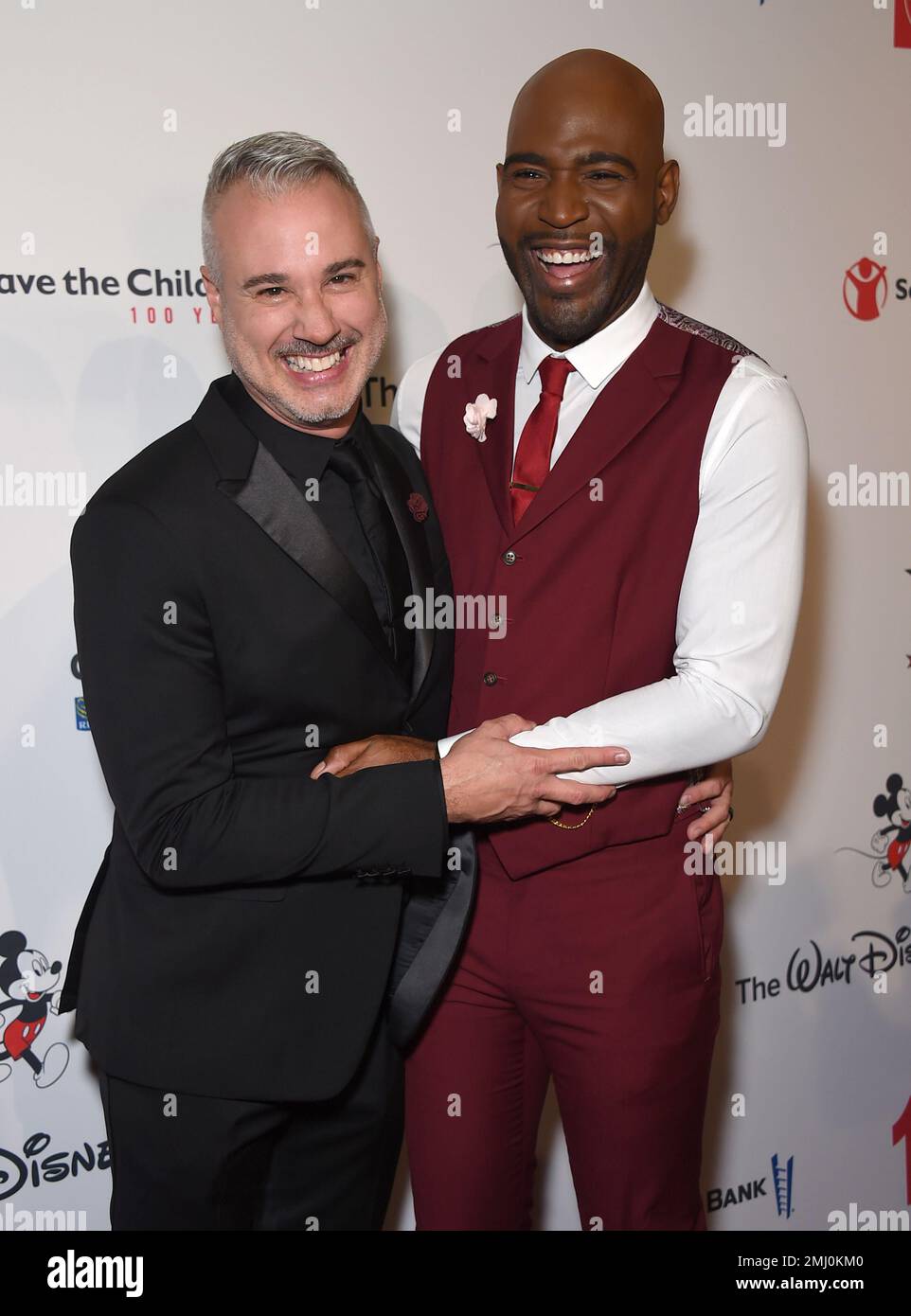 Ian Jordan, left, and Karamo Brown arrive at the Save the Children ...