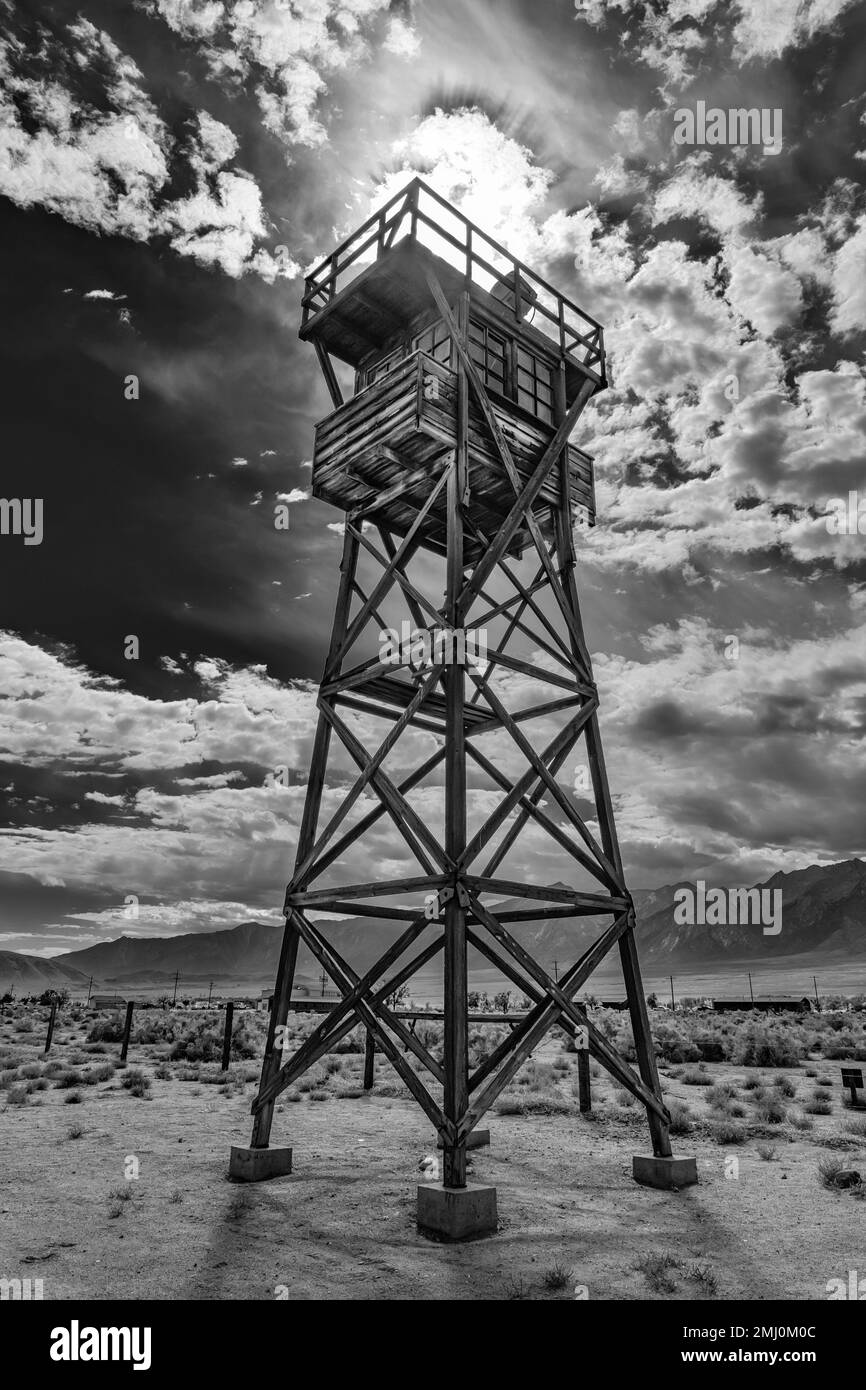 Guard tower in the Japanese American concentration camp, preserved in ...