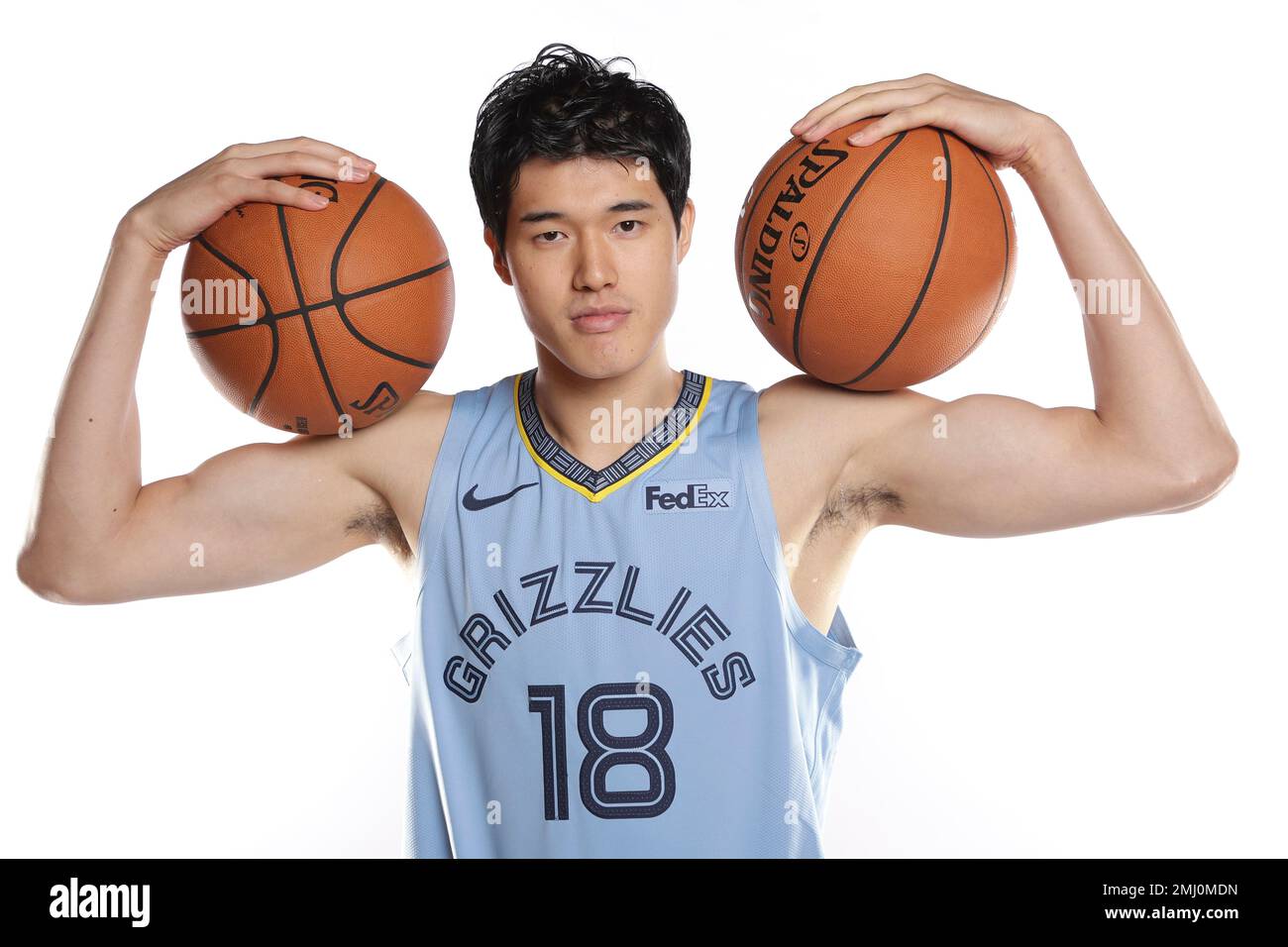 Memphis Grizzlies' Yuta Watanabe poses during the team's NBA basketball ...