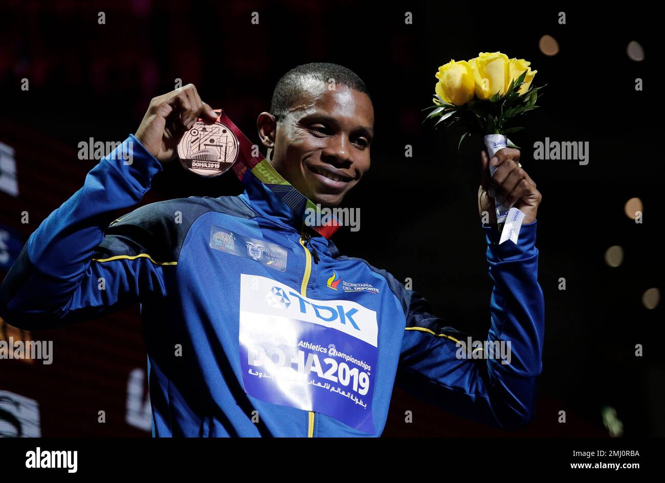 Alex Quinonez of Ecuador, bronze medalist in the men's 200 meters ...