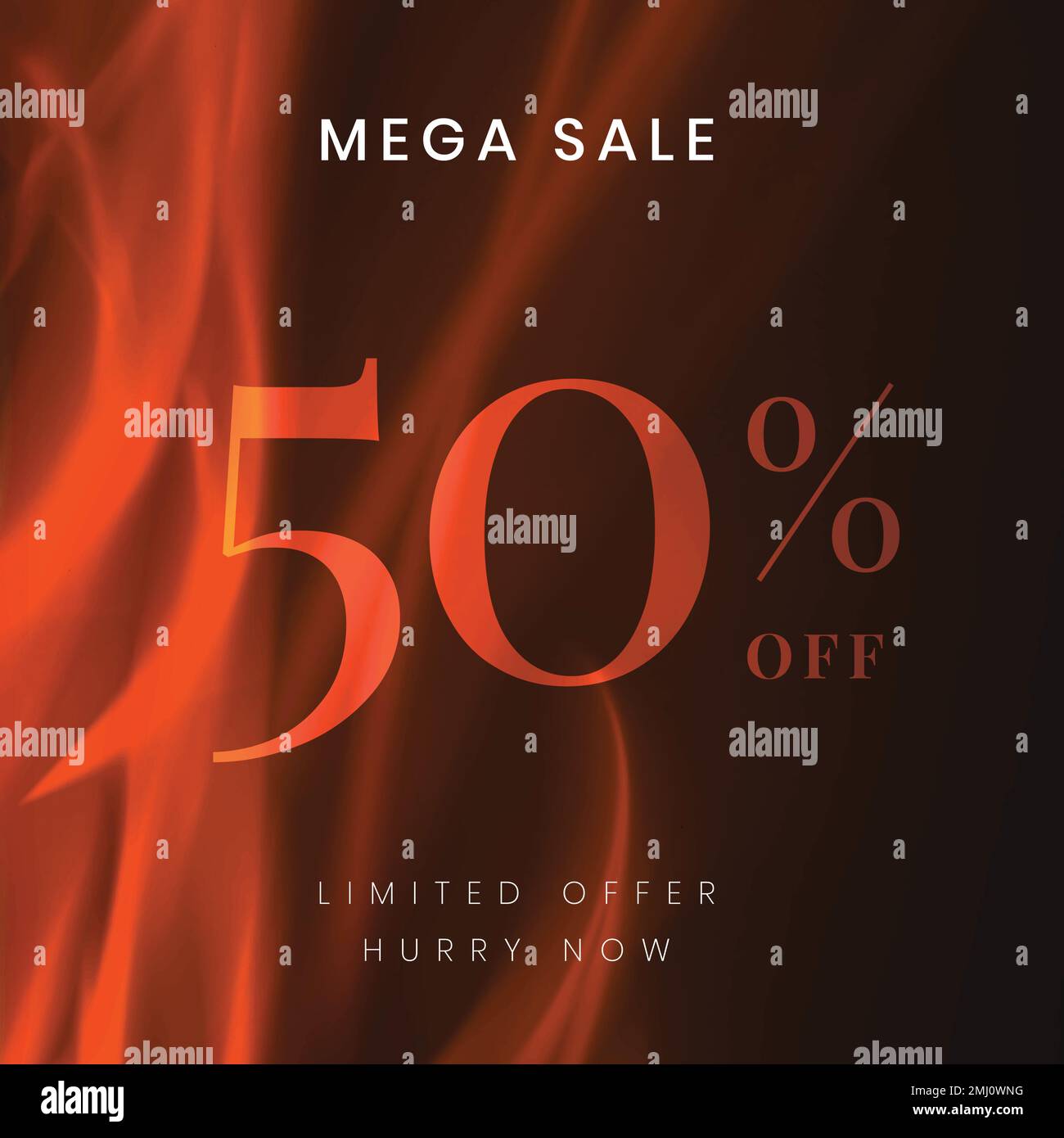 Social media post template, hot sale shopping ad, with burning flame ...