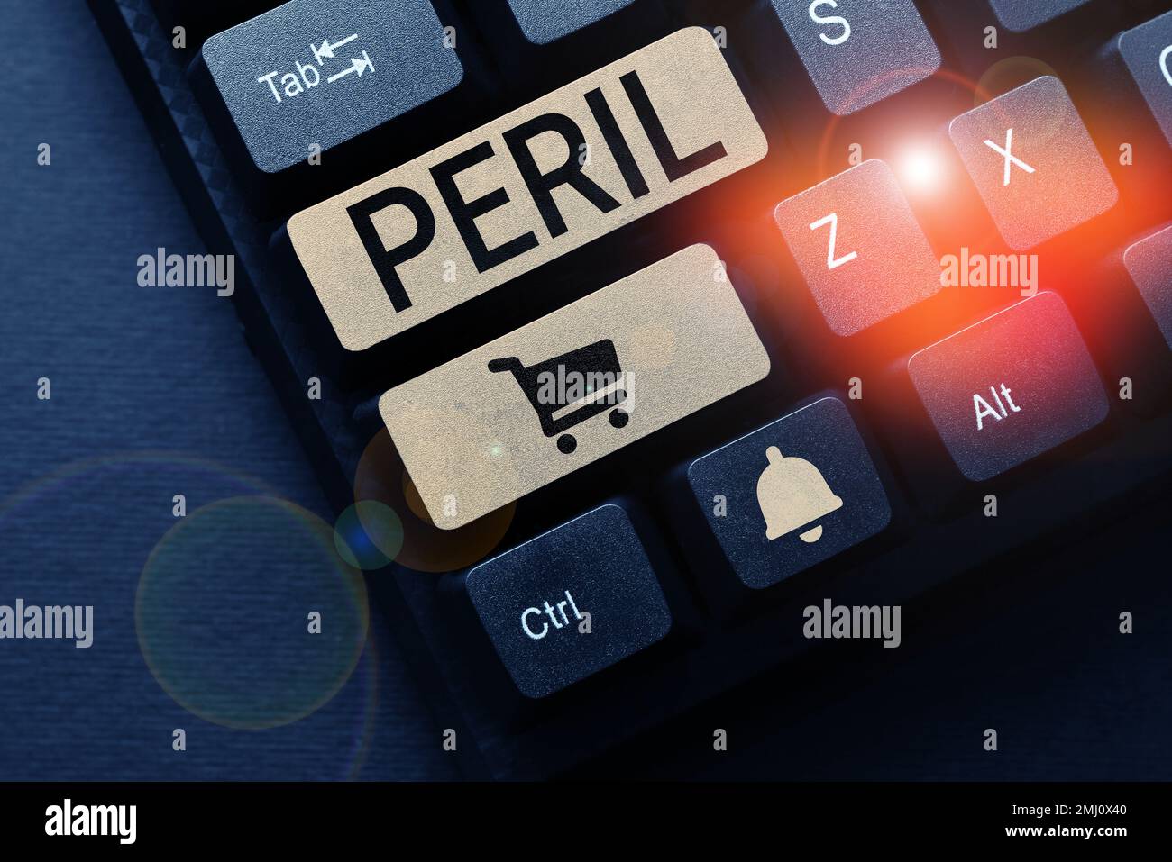 Conceptual caption Peril. Word Written on indicates something extremely ...