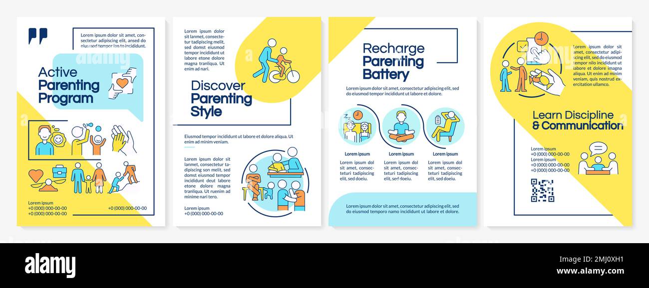 Active parenting program blue and yellow brochure template Stock Vector ...