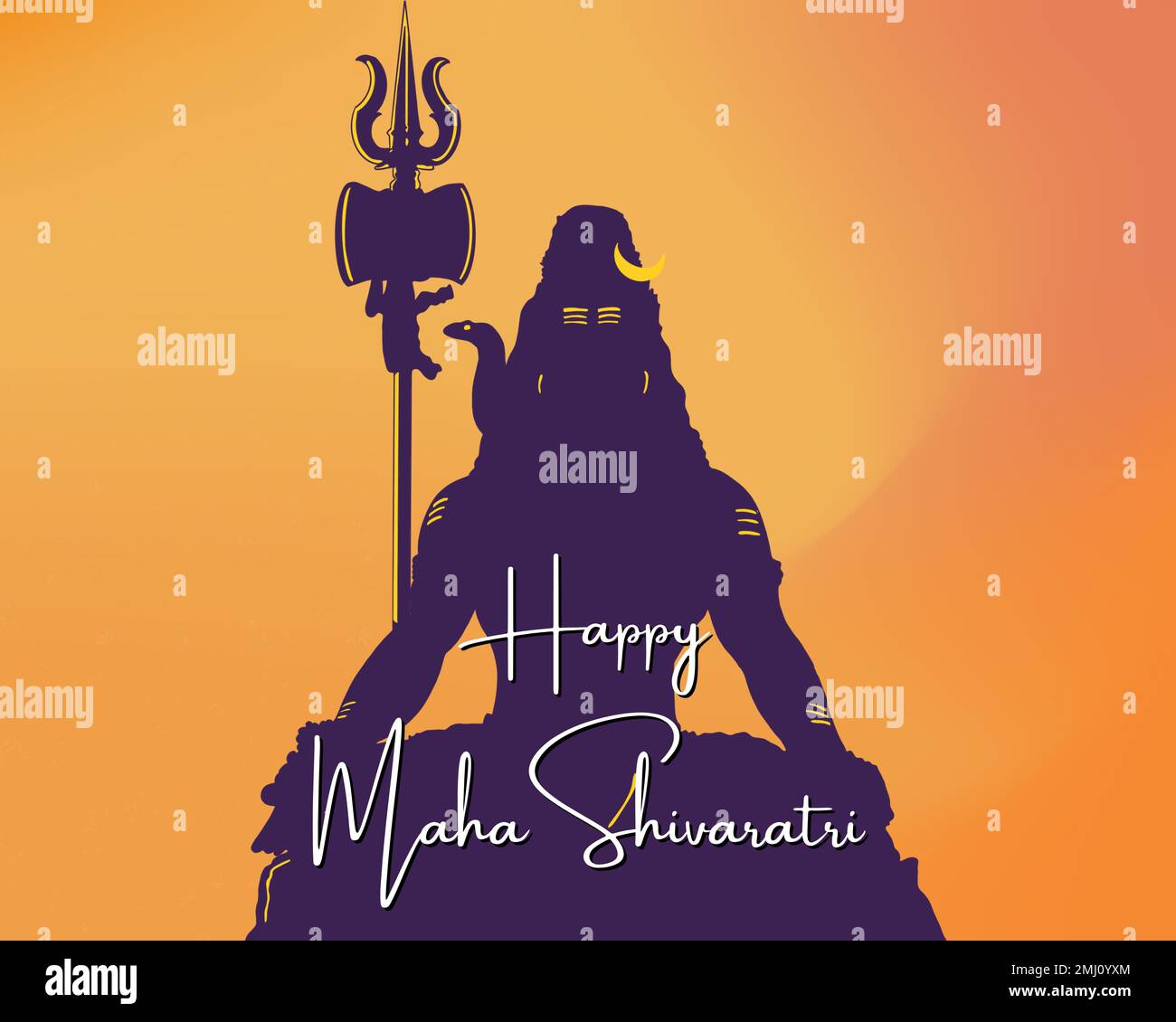 Happy Maha Shivaratri with silhouette of Lord Shiva. for card ...