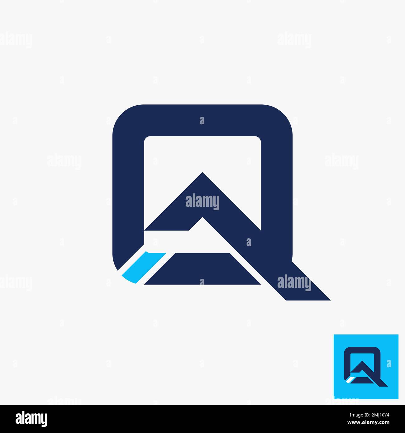 Simple and unique letter or word Q font in creative rectangle square ...