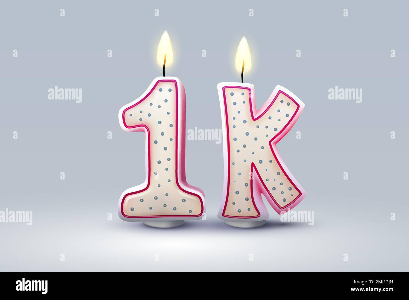 1k followers of online users, congratulatory candles in the form of numbers. Vector illustration ...