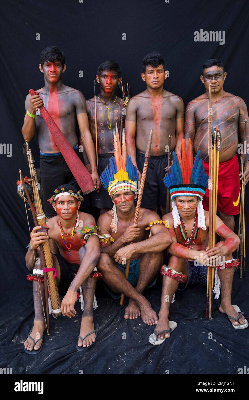 In this Sept. 3, 2019 photo, Tembe warriors pose for a portrait during ...