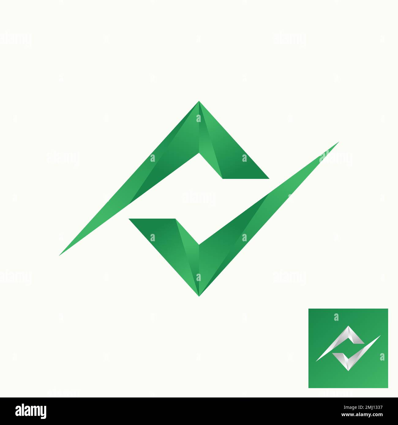 Simple and unique shape two or double checklist on flip like electric or letter N font graphic ...